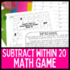 Subtraction within 20 Using Mental Math Strategies Game – 2nd Grade ...