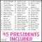 Presidents of the United States Bulletin Board President’s Day ...