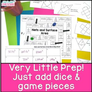 Surface Area of Nets Activity 3D Shapes Nets - 6th Grade Math Spiral ...