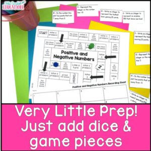 Positive and Negative Integers Game - Writing Integers on a Number Line ...