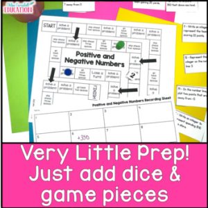 Positive and Negative Integers Game – Writing Integers on a Number Line ...