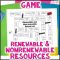 Renewable & Nonrenewable Resources Vocab Activity Natural Resources ...
