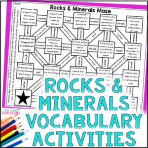 Rocks & Minerals Vocabulary Activities for 4th & 5th Grade Word Search ...