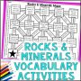 Rocks & Minerals Vocabulary Activities for 4th & 5th Grade Word Search ...