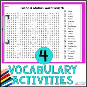 Force and Motion Activities – 5th Grade Science Vocabulary – Word ...