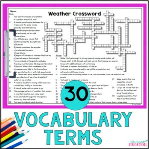 Weather & Climate Vocabulary Activities – Word Search Maze Crossword ...