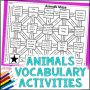 Animals Vocabulary Maze & Activities 4th 5th Grade Animal ...