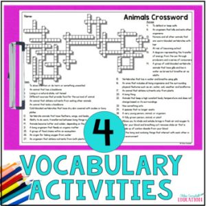 Animals Vocabulary Maze & Activities 4th 5th Grade Animal ...