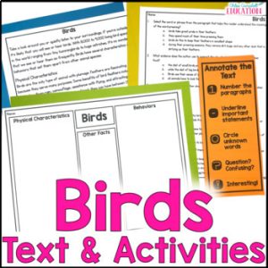 Birds Informational Text Nonfiction Close Read Sci Reading ...