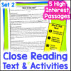 High Interest Close Reading Passages for 5th Grade ELA Stations ...