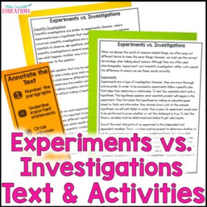 Experiments & Investigations Science Reading Comprehension Passages ...