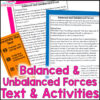Balanced & Unbalanced Forces Reading Passage & Comprehension Questions ...