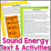 Sound Energy Informational Text Close Read Forms of Energy Reading ...