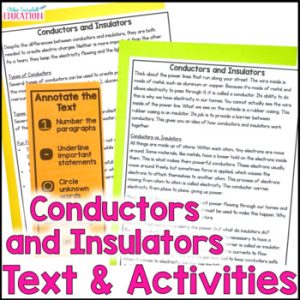 Conductors & Insulators Reading Passage & Questions 5th Grade Science ...