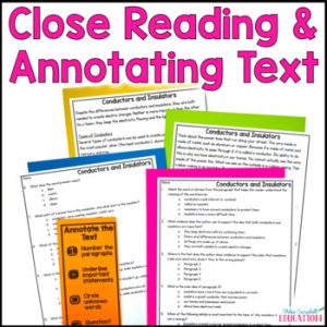 Conductors & Insulators Reading Passage & Questions 5th Grade Science ...