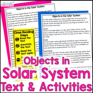 Planets & Other Objects in Space Solar System Close Reading Passage ...