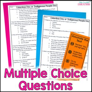 Columbus Day & Indigenous Peoples Day Close Reading Comprehension ...