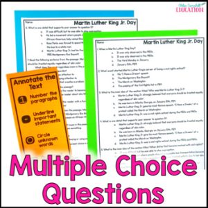 Martin Luther King Jr Black History Month Reading Comprehension MLK ...