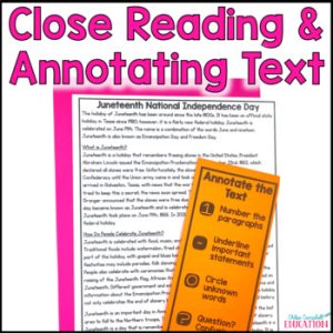 Juneteenth Reading Comprehension Text Activity Informational Close Read ...