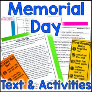 History of Memorial Day Reading Activity and Informational Text with ...