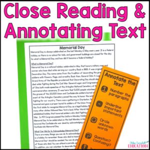 History of Memorial Day Reading Activity and Informational Text with ...