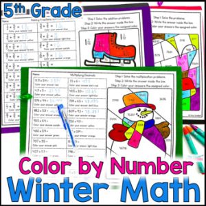 Winter Color by Number – December Math Centers – Multiple 5th Grade ...