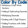 Winter Color by Number – December Math Centers – Multiple 5th Grade ...