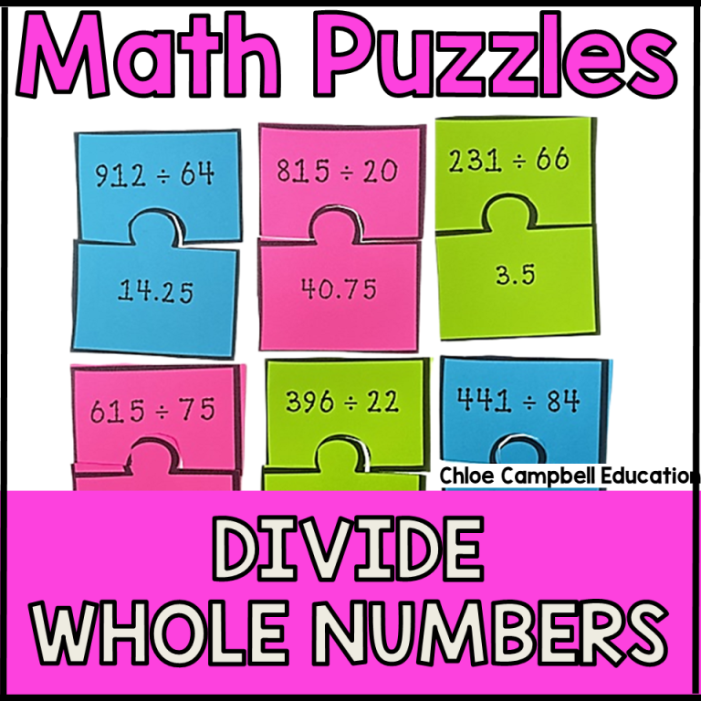 Dividing Whole Numbers by 2 Digit Numbers – Long Division Math Puzzle ...