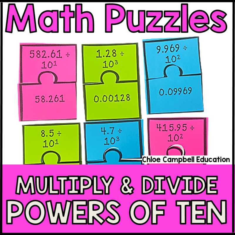 Multiplying and Dividing Powers of Ten with Exponents Activity Decimals ...