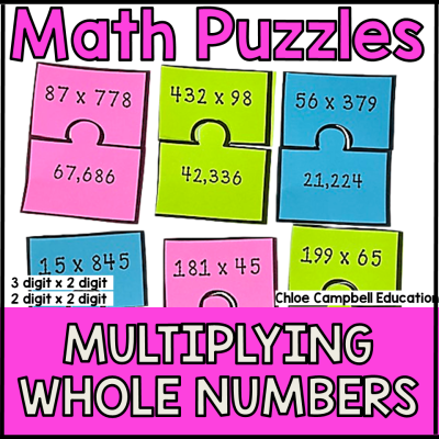 Multiplying Whole Numbers Puzzle 3 Digit by 2 Digit Multiplication Game ...