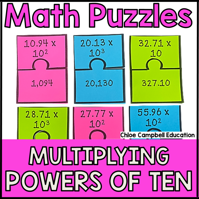 5th Grade Powers of 10 Multiplication Matching Activity ...