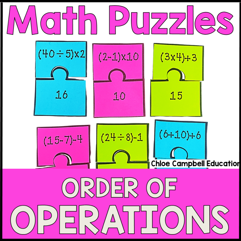 Order of Operations Worksheets Puzzle PEMDAS Matching Game 5th Grade ...
