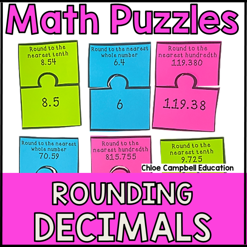 5th Grade Math Games – Matching Puzzles Math Centers – Entire Year ...