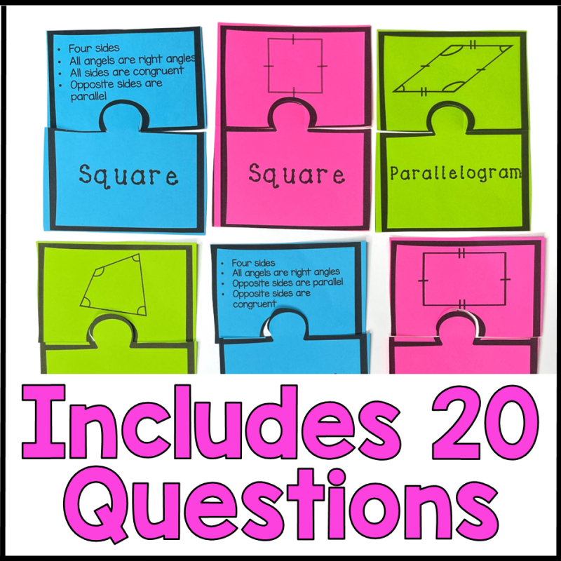 Classifying Quadrilaterals Game – 5th Grade Math Review Matching Center ...