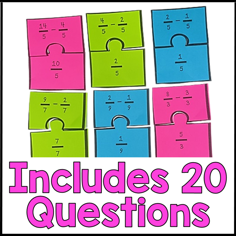 Add & Subtract Fractions with Like Denominators Game Fractions Matching ...