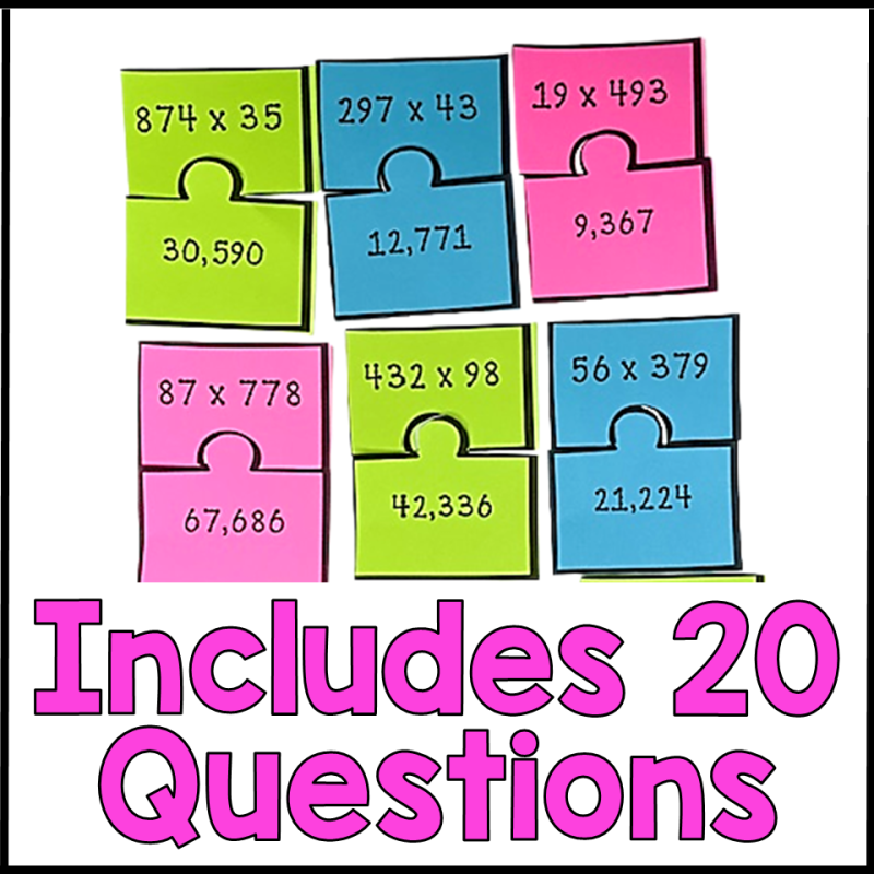 Multiplying Whole Numbers Puzzle 3 Digit by 2 Digit Multiplication Game ...