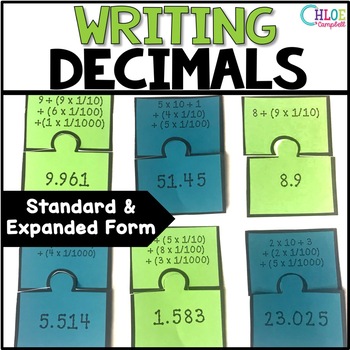 Standard and Expanded Form - Writing Decimals - Matching Math Game ...