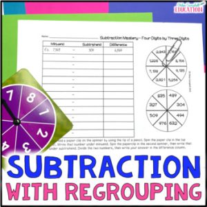 Subtraction with Regrouping – 1 Digit up to 4 Digit Subtraction Math Game