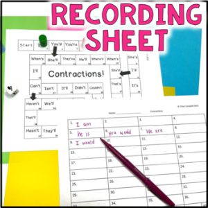 Writing Contractions Board Game – 2nd Grade Grammar Review Contraction ...