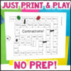 Writing Contractions Board Game – 2nd Grade Grammar Review Contraction ...