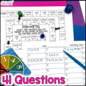 Number Pattern Game – Growing Patterns Activity – 4th and 5th Grade ...
