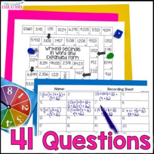Reading & Writing Decimals Game – Expanded & Word Form 5th Grade Spiral ...