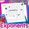Powers and Exponents Game – 5th and 6th Grade Math Review – Partner ...