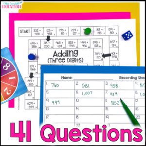 3 Digit Addition Game – Addition Math Center – Adding within 1000 Math ...