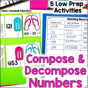 Compose & Decompose 3 Digit Numbers to 1000 2nd Grade Math Stations ...