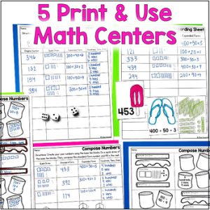 Compose & Decompose 3 Digit Numbers to 1000 2nd Grade Math Stations ...
