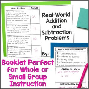 Addition & Subtraction Word Problems within 100 2nd Grade Math Center ...