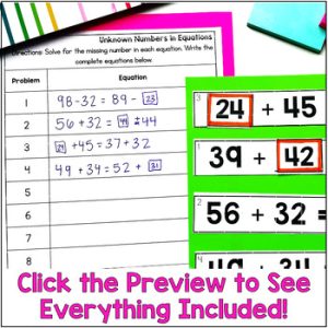 Finding Unknown Numbers in Addition & Subtraction Equations 2nd Grade ...