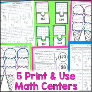 Counting Money Word Problems 2nd Grade Math Stations Adding ...