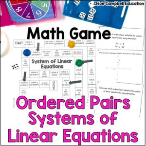 Ordered Pairs & System of Linear Equations Game 8th Grade Math Station ...